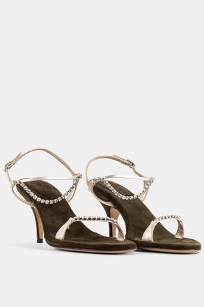 Chlo&eacute; Womens Escarpins Chlo&eacute; Zia En Cuir Veau Et Strass Deep Khaki Pumps High Heel Shoes