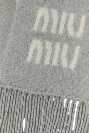 Miu Miu Mohair Blend with Fringe Scarf - Gray