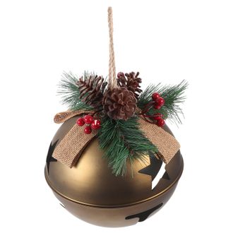 Angoily Eisen Weihnachtsglocke Gro&szlig; In Antikem Kupfer Metall Weihnachtsbaumschmuck mit Beerenmotiv zum Aufh&auml;ngen Selbstgemacht Weihnachtsdeko f&uuml;r Baum und Rau
