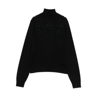 Zimmermann Valiant Merino Lace Rollkragenpullover - - Knitwear - Damen - Schwarzk - 3XS