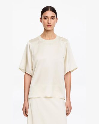 Arket T-Shirt Aus Seidensatin -Wei&szlig;
