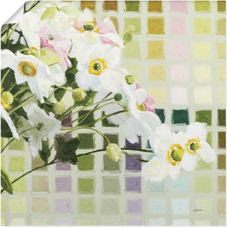 Artland Wanddeko Poster & Kunstdrucke Wandposter 50x50 cm dopamin deko aesthetic Shabby Chic Blumen Farben Kacheln Fliesen U5TD