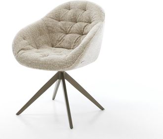 DELIFE Drehstuhl Gaio-Flex Webstoff Soft Beige Kreuzgestell breit Effektfinish Titan 360° drehbar Wippfunktion, Esszimmerstühle