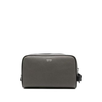 Tom Ford Kulturtasche aus genarbtem Leder - - Bags - Herren - Grau - ONE SIZE