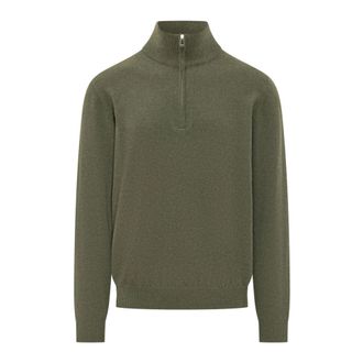 Malo Lupetto Zip Basico - - Knitwear - Herren - Gr&uuml;n - M