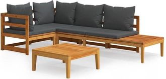 vidaXL Vidaxl - 4-tlg. Garten-Lounge-Set mit Dunkelgrauen Kissen Akazienholz