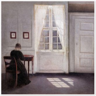 Posterlounge Interieur mit Sonnenlicht auf dem Boden Poster von Vilhelm Hammershøi 50 x 50 cm Wandbilder Wanddeko