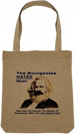 Fabulous Sac Shopping Tote Bag Aspect Lin - Bourgeoise Karl Marx Meme Collage Vintage Illustration Art Humour Parodie - Sac de Courses Toile Epaisse 360g Beige
