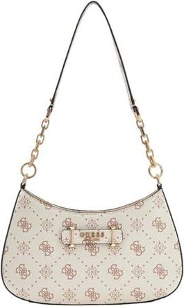 Guess sac &agrave; &eacute;paule Carrie Logo Top Zip Shoulder Bag Vanilla Logo &eacute;cru