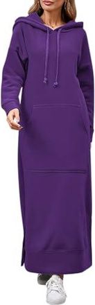 Minetom Femme Sweat à Capuche Longue Hoodie Casual Automne Hiver Chaud Pull Manches Longues Sweat-Shirt Pullover Maxi Robe Sweatshirt A Violet XXL