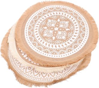 Valiclud 3 Stück Teiliges Tischset mit Muster Runde Jute Platzsets aus Baumwolle Hitzebeständig und Dekorativ für Esszimmer Hochzeit und Partys Rustikales Boho