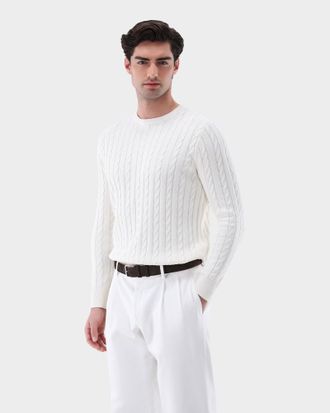 van Laack Zopfstrick-Pullover mit Seide und Baumwolle