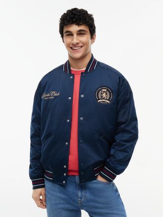 Tommy Jeans Bomberjacke TOMMY JEANS TJM SOUVENIR, Herren, Gr. XXL, blau (schwarz night navy), Web, Obermaterial: 100% Polyester. Futter: 100% Polyester. F&uuml;llung: 