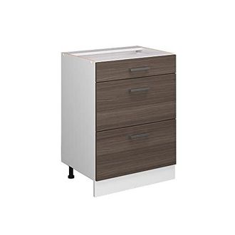 Vicco Meuble Bas Universel R-Line, Gris/Blanc, 60 cm avec tiroirs, sans Plan de Travail