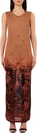 Liu Jo Femme, Robes, Brun, Taille: 38 FR Long Printed Knit Dress