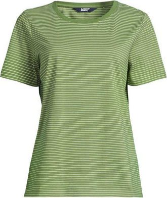 Lands End Supima T-Shirt mit Rundhalsausschnitt, Damen, Größe:52-54 plus, Grün, Baumwolle, by Lands End