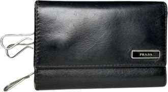 Prada unisex, Pre-owned, Noir, Taille: ONE Size Porte-cl&eacute;s Vintage en cuir Pre-owned