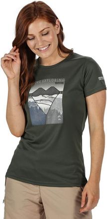 Regatta Damen Fingal V Schnelltrocknendes Active Short Sleeve Mit Grafikdruck T-Shirt/Polos/Unterhemden, Thymianblatt, 34