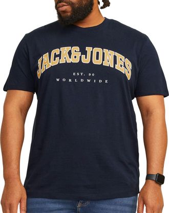 Jack & Jones PLUS JJECALEB Varsity Tee SS O-Neck NOO PLS, Navy Blazer,5XL
