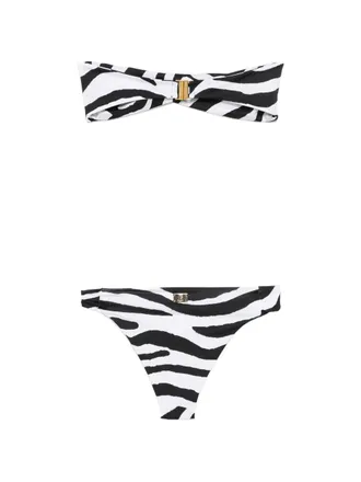Balmain Womens Zebra-Print Bandeau Bikini Ss26 W