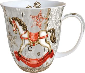 Ambiente Porzellantasse Rocking Horse Schaukelpferd Becher 0,4l Kaffeebecher Weihnachten Tasse Tannenbaum Weihnachtsbaum