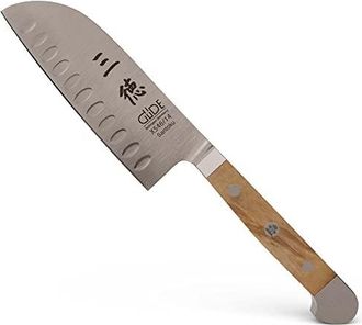 Gude Solingen - Santoku mit Kulle geschmiedet, 14 cm, Olivenholz, ALPHA OLIVE, Doppelkropf, Handmade Germany