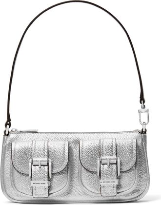 Michael Kors Women SM Conv POUCHETTE Hand Bag, Silber/schwarz
