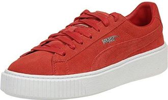 Puma Women Suede Platform Sneakers Basses, Barbados Cherry-Cherry-White, 40.5