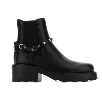 Valentino Schwarze Verzierte Kn&ouml;chelstiefel - - Shoes - Damen - Schwarzk - 39 EU