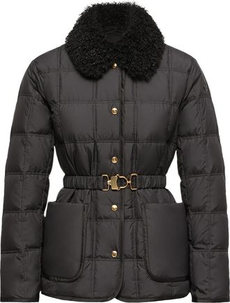 Moncler Moncler Doudoune Courte &Agrave; Ceinture Cygnes, Femme, Noir, Taille: 00