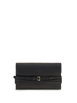 Moschino Womens Leather Wallet With Buckle Detail Black Goatskin (hircus Goatskin) Shoulder Bags