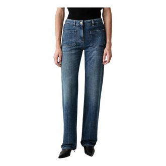 Elisabetta Franchi Jean droit taille haute - Femme - Jeans - Bleu - Taille: W26