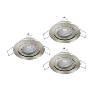 Eglo 3er Set LED Einbaustrahler Barranco, Deckenspot Badezimmer, Deckenstrahler aus Kunststoff in Silber, Badlampe neutralwei&szlig;, inkl. GU10 Leuchtmittel, IP
