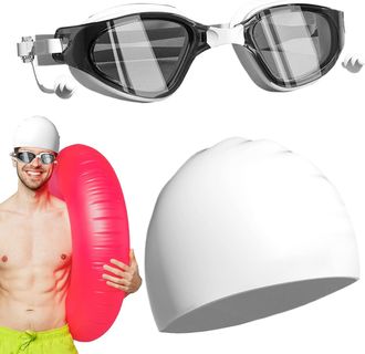 Generico Anti-Beschlag-Brille, Anti-Beschlag-Schwimmbrille | 1 HD-Schwimmbrille mit Silikonkappe | Weitsicht, kratzfeste Schutzbrille, verstellbares Band zum S