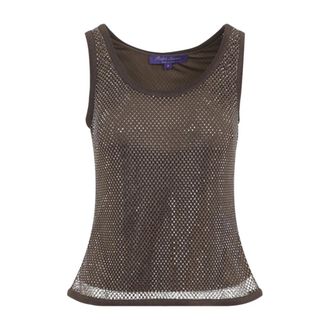 Ralph Lauren Melony Tanktop aus Mesh mit Schmucksteinen - - Tops - Damen - Braun - XS
