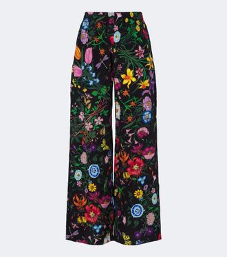 Gucci Pantalon palazzo Flora en soie &agrave; fleurs