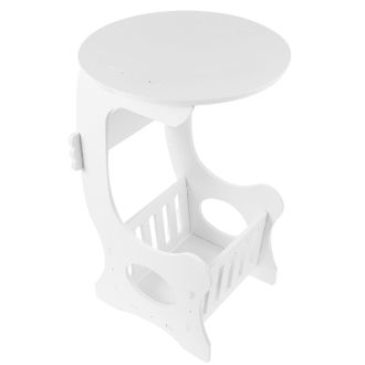 BESPORTBLE Moderner Runder Beistelltisch Wei&szlig; Kompakter Mini Tisch mit Stauraum Vielseitiger Teetisch und Nachttisch f&uuml;r Wohnzimmer Schlafzimmer und B&uuml;ro Einfach