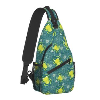 AOOEDM Cute Frog Sling Bag Für Damen Herren, Animal Print Crossbody Umhängetaschen Casual Sling Rucksack Brusttasche Reisen Wandern Daypack Für Outdoor