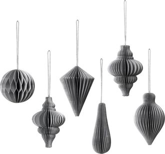 Broste Copenhagen broste Deko Christmas Mix PaperAanhänger im 6er Set, fertig gefaltig in Box, Größe 5x7 cm, Farbe Silver