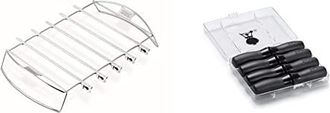 Weber 6606 Schaschlik & 6489 Maiskolbenhalter-Set, Edelstahl, 8 St&uuml;ck, F&uuml;r Picknick, Grillen, Gartenparty