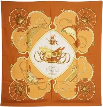 Herm&egrave;s Pre-owned Springs Ledoux Silk Carre 90 Copper Silk - Femme - Pre-owned - Brun - Taille: ONE Size