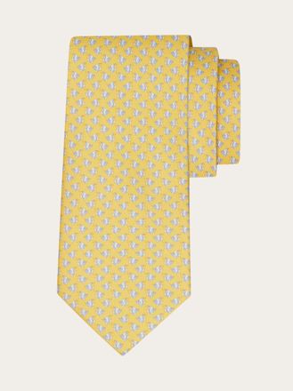 Ferragamo Herren Seidenkrawatte mit Fischchen-Print Gelb