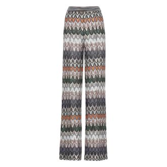 Missoni Femme, Pantalons, Multicolore, Taille: 38 FR Pantalon Large en Viscose et Coton Lam&eacute;