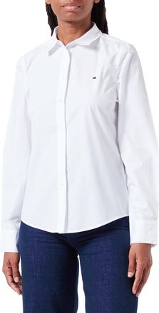 Tommy Hilfiger Damen Bluse Organic Regular Shirt Hemdbluse, Wei&szlig; (Th Optic White), 38