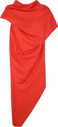 Issey Miyake Asymmetrisches Uni-Form Midikleid - Rot