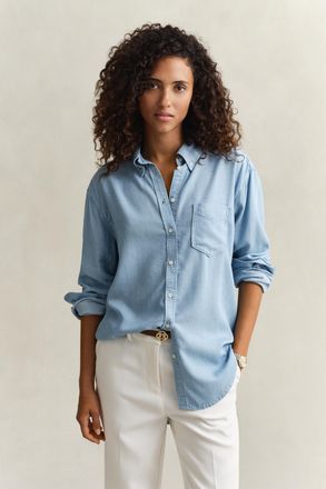 GANT Damen Indigo Bluse (40) LIGHT Blau WORN IN