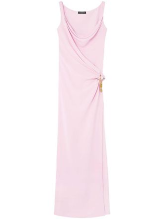 Versace robe longue Safety Pin à fronces - Rose