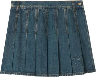 Burberry Femme, Jupes, Bleu, Taille: 38 FR Minijupe pliss&eacute;e en denim