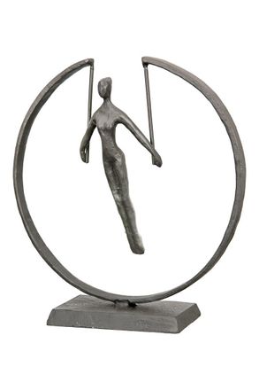 Gilde Deko Skulptur Gymnast Turnerin - Figur Frau im Ring - Frauenfigur Deko Wohnzimmer Schlafzimmer - Farbe: Braun - 20 x 21 cm