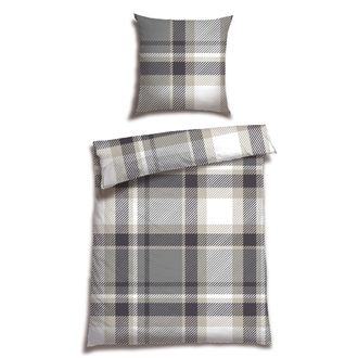 Schiesser Bettw&auml;scheset Setta - Feinbiber - 2-teilig - 135 x 200 cm - Taupe